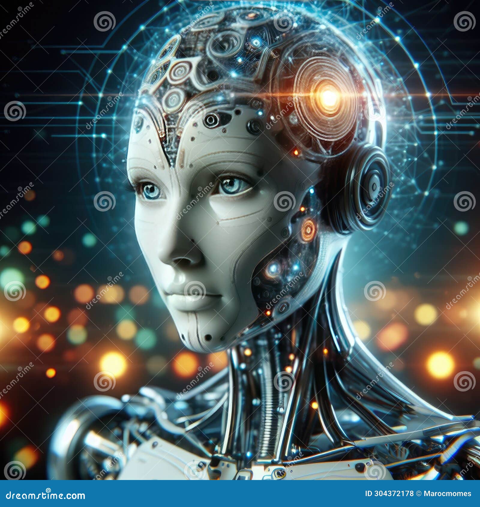 Futuristic Artificial Intelligence, Cyborg Bionic Human Robotic ...