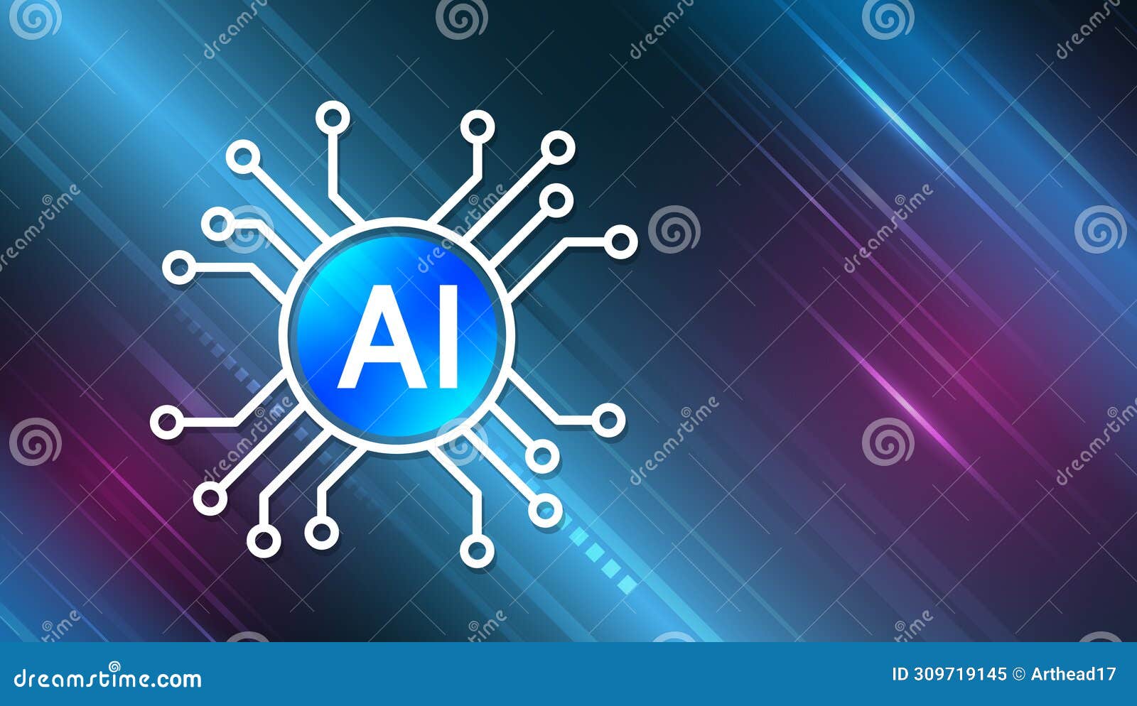 Futuristic Artificial Intelligence. High Tech Concept on a Dark Blue Background, Data Analysis ...