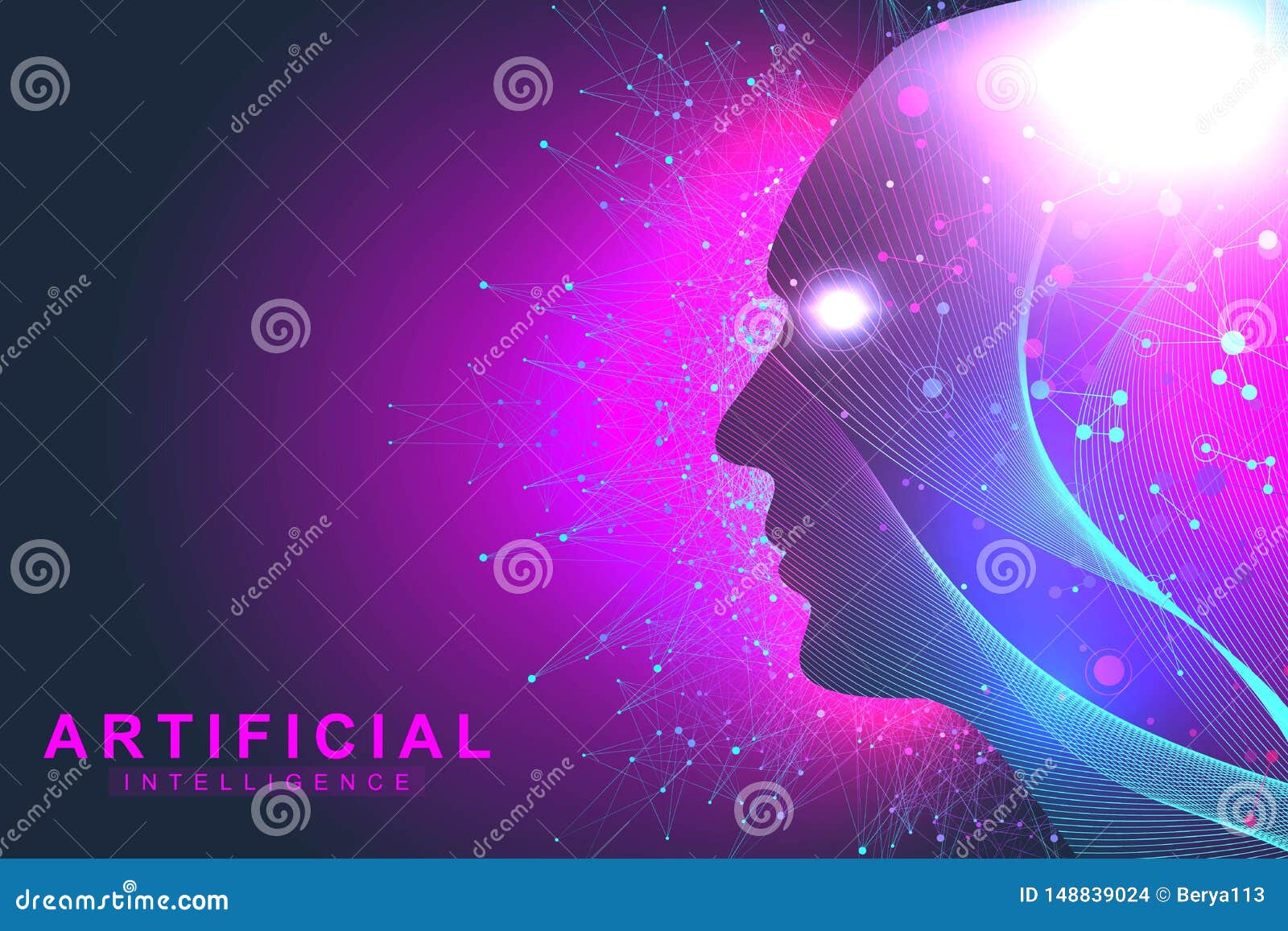 Futuristic Artificial Intelligence and Machine Learning Concept. Human ...