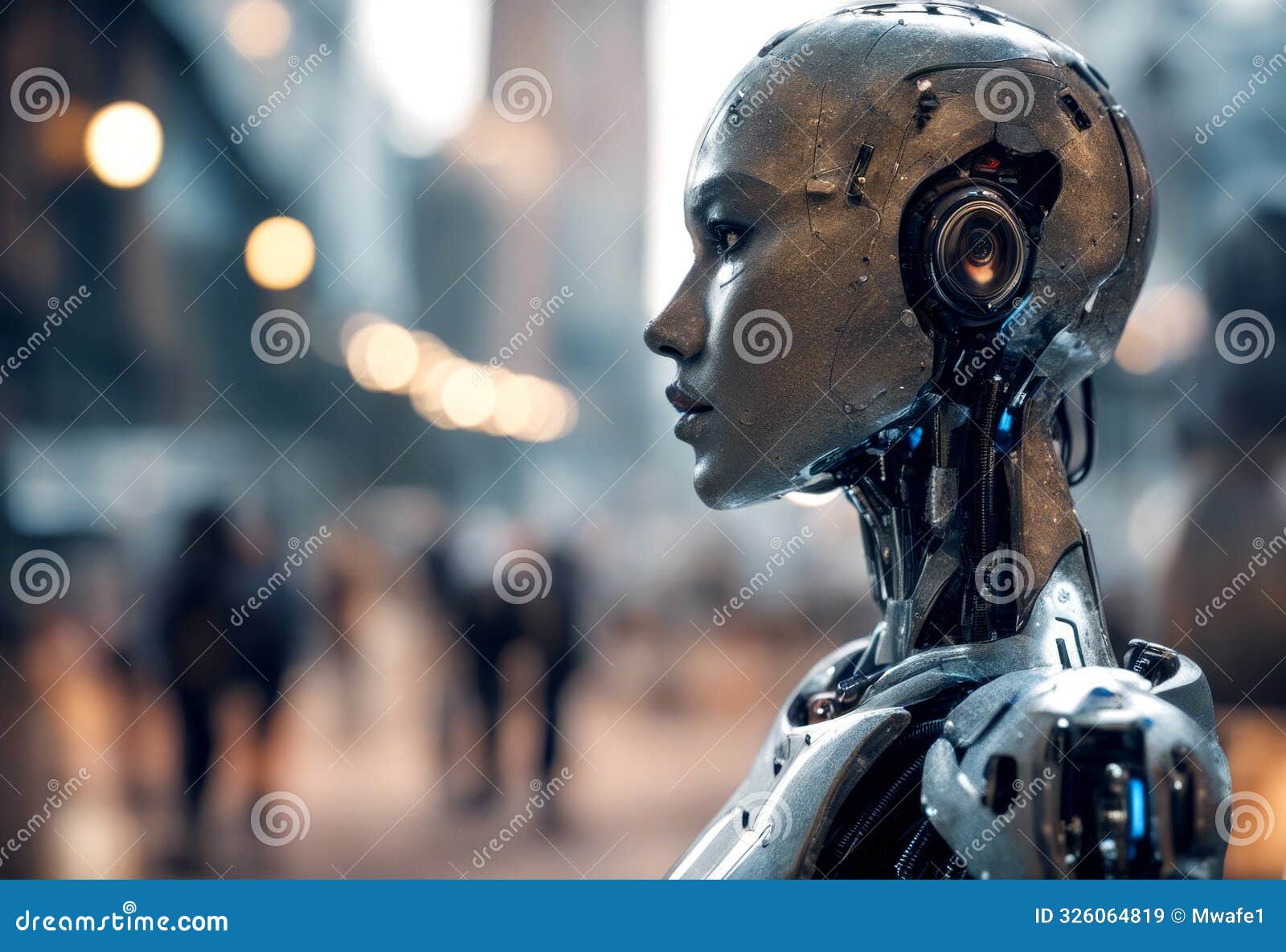 Futuristic Artificial Intelligence Robots Human People Automaton ...