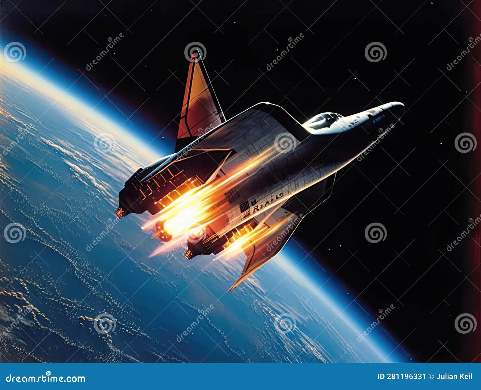 Futuristic AI Space Shuttle Launching Stock Illustration - Illustration ...