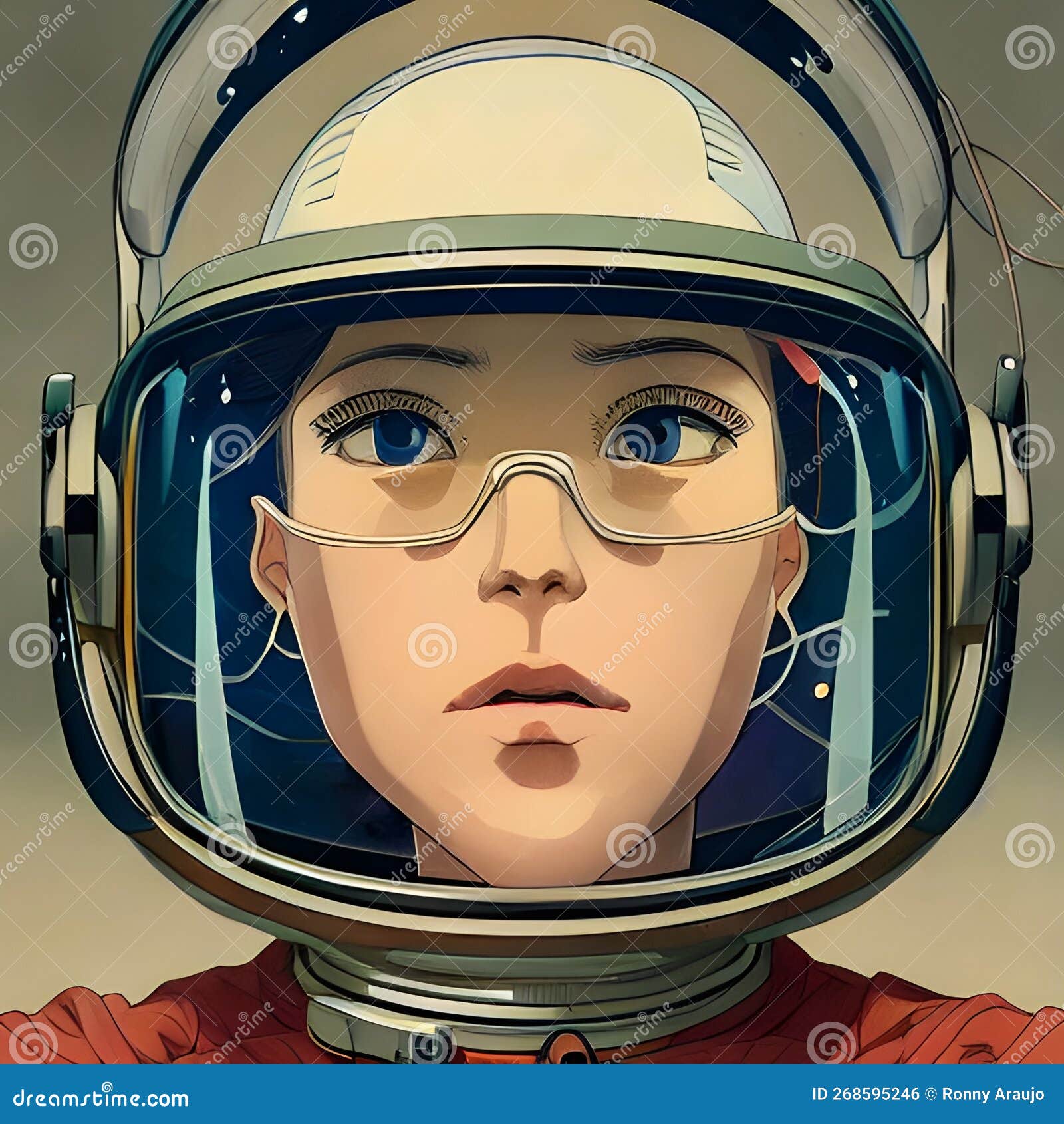 Futuristic Astronaut Women Art Stock Illustration - Illustration of ...
