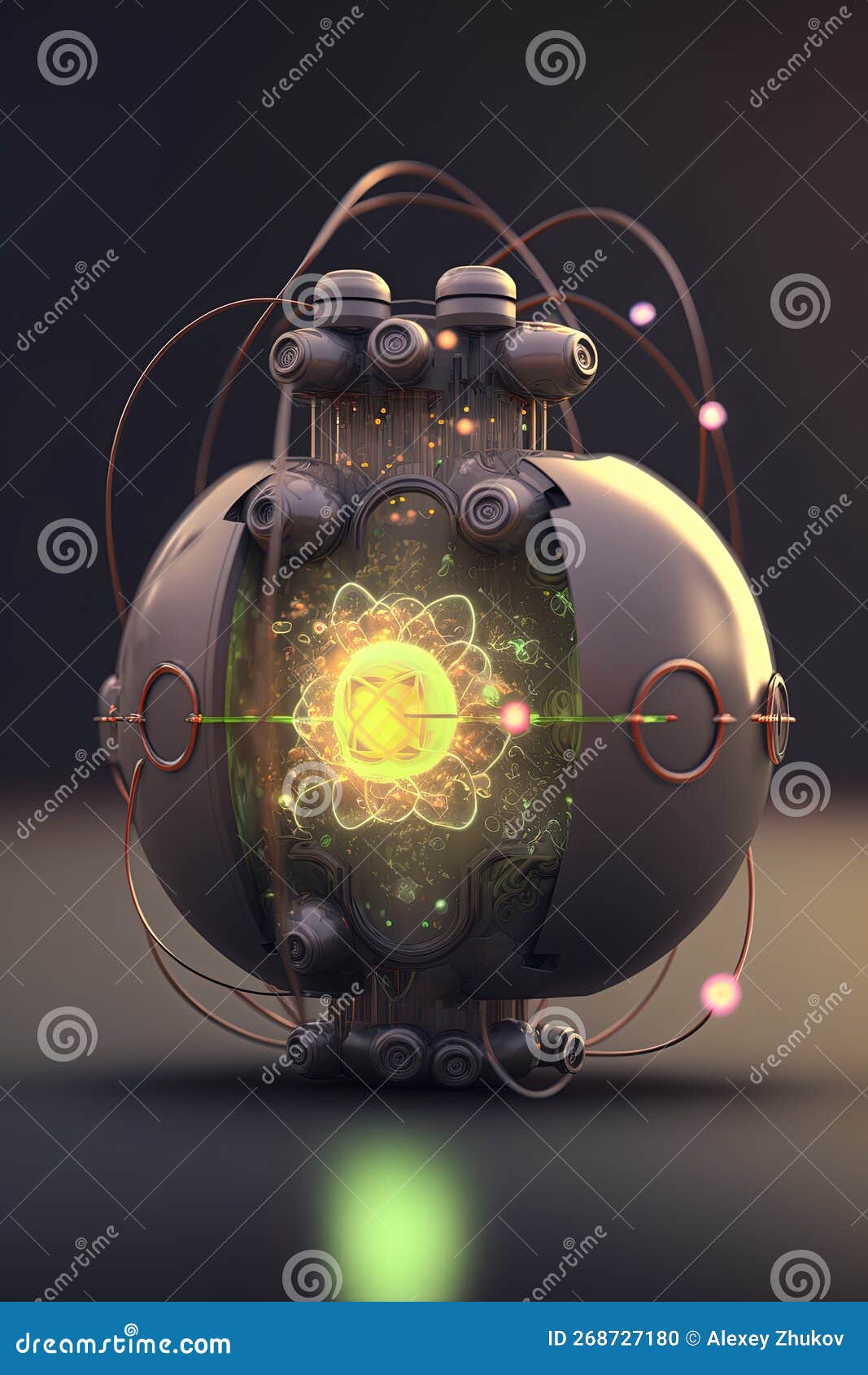 Futuristic Atom heart 3D stock illustration. Illustration of heart ...
