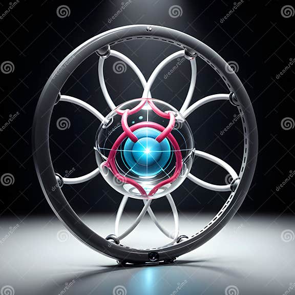 Futuristic Atomic Structure with Glowing Core and Orbital Paths Stock ...