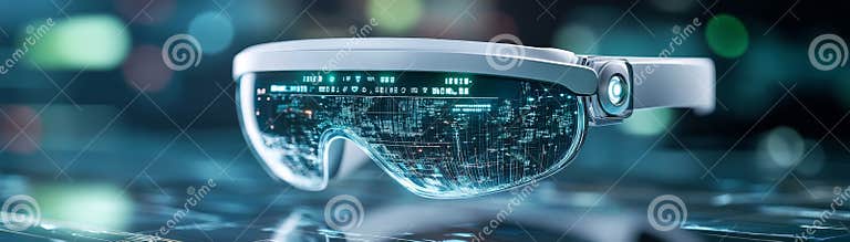 Futuristic Augmented Reality Glasses in Digital Setting Stock ...