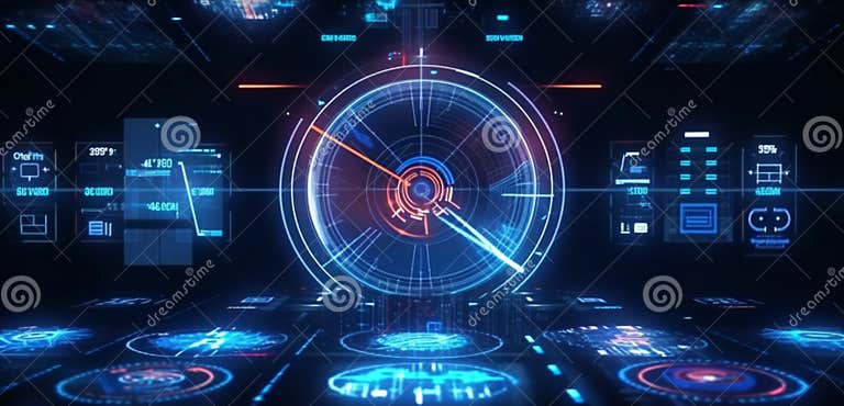 Futuristic Augmented Reality HUD on Abstract Virtual Graph Interface ...