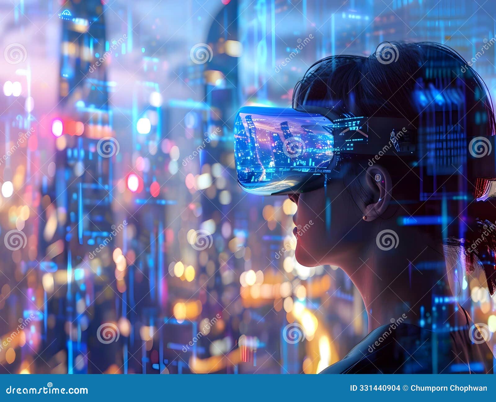 Futuristic Augmented Reality Overlays in Utopian Megacity Landscape ... Futuristic Augmented Reality Overlays in Utopian Megacity Landscape ...