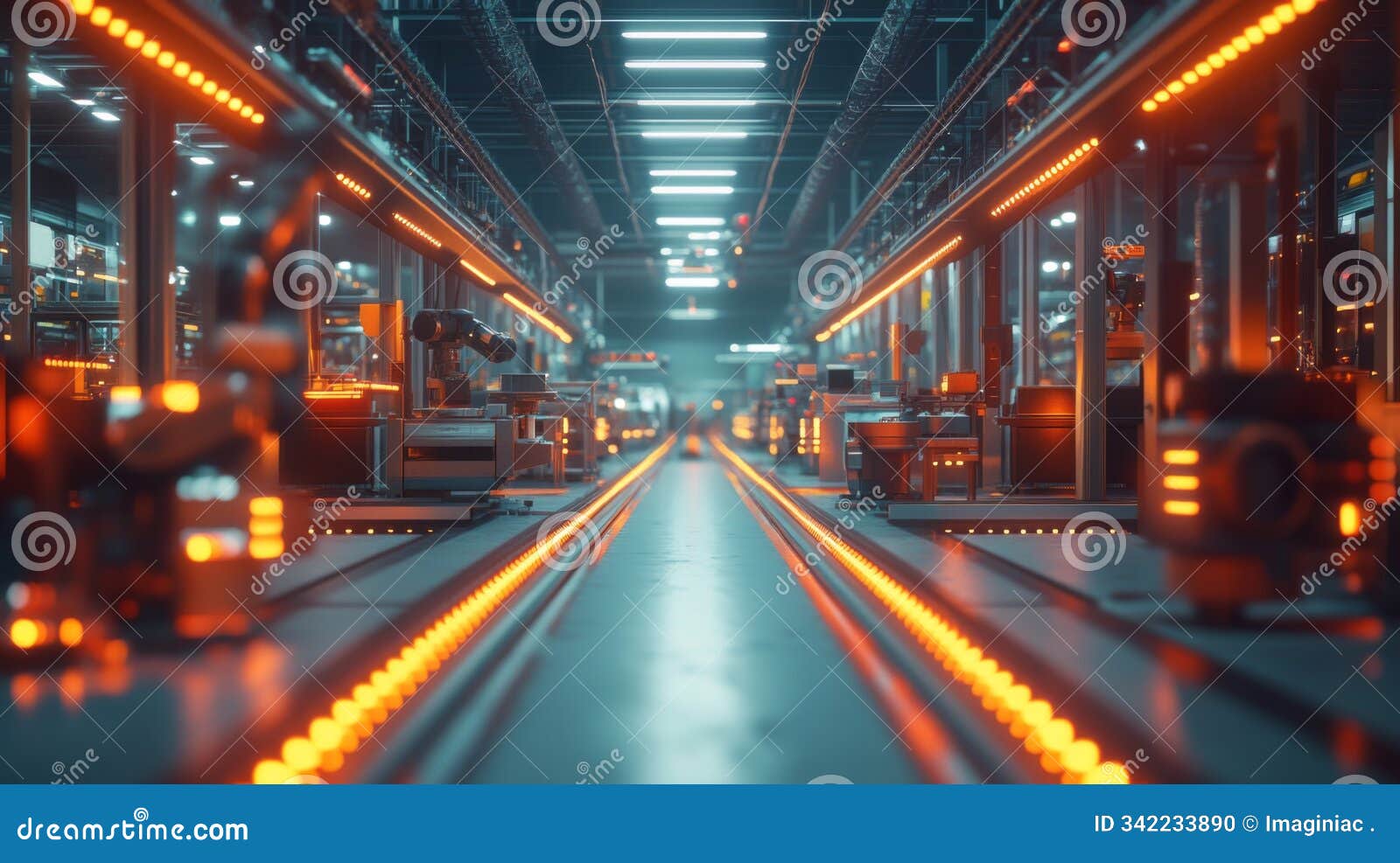 Futuristic Automated Assembly Line with Robotic Arms and Illuminated ... Futuristic Automated Assembly Line with Robotic Arms and Illuminated ...