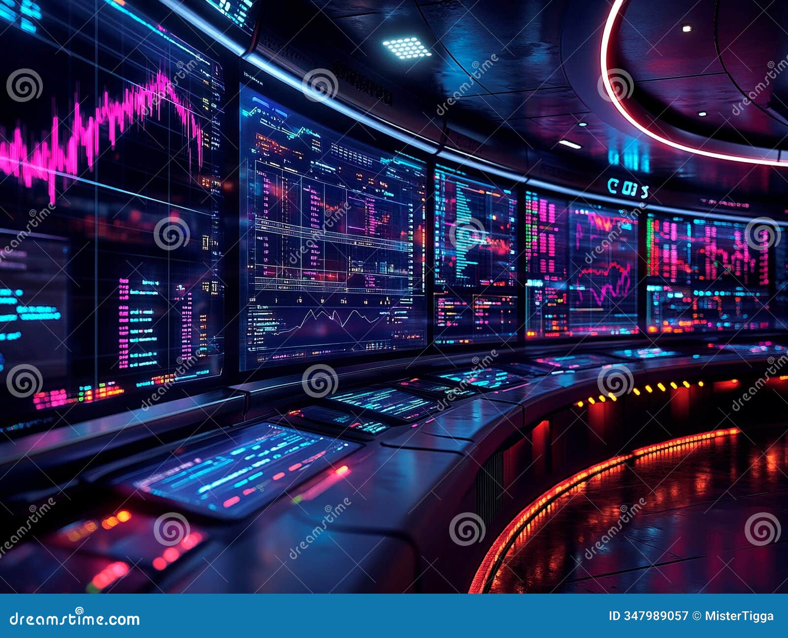 A Futuristic, Automated Control Room Bathed in Blue Light, Filled with ...