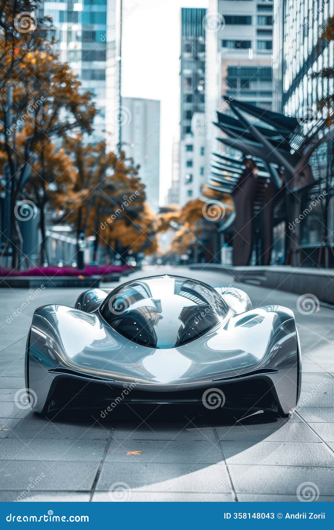 Futuristic Autonomous Car Design Displayed in Modern Urban Setting for ...