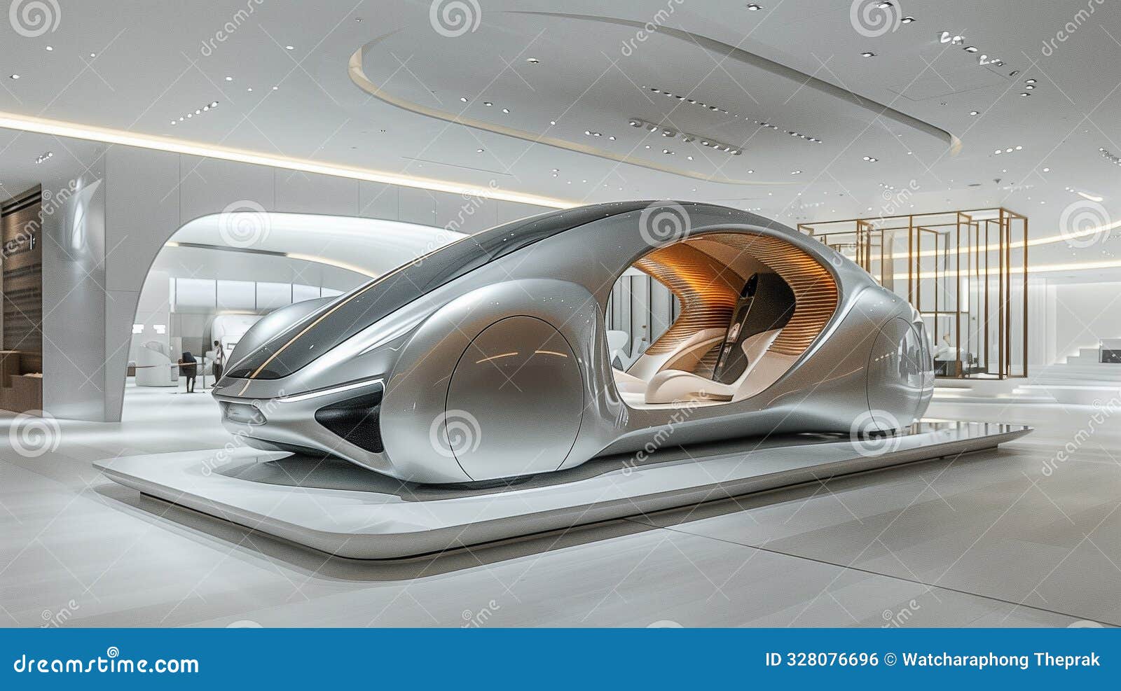 Futuristic Autonomous Concept Car Display Stock Illustration ...