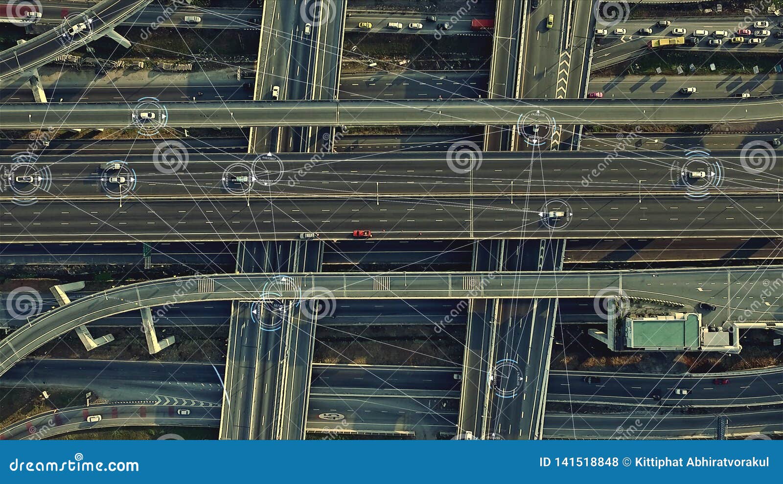 Futuristic Autonomous Driverless Cars on the Elevated Expressway Stock ...
