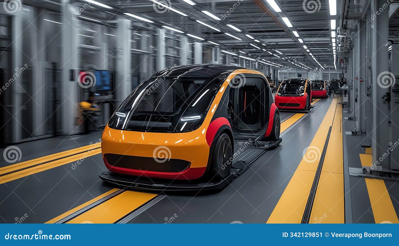 Futuristic Autonomous Vehicles in a Modern Manufacturing Facility Stock ...