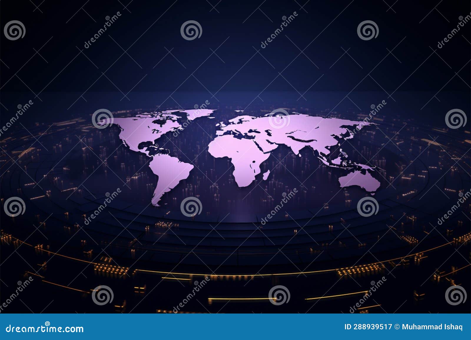 Futuristic Backdrop. 3D World Map Suits Modern Themes with Technology ...