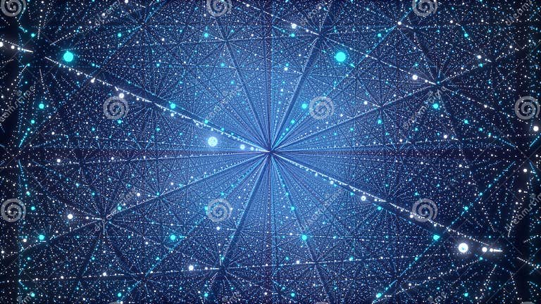 Futuristic Backdrop. Network Connection Structure Cyberspace with Moving Particles in the Galaxy ...