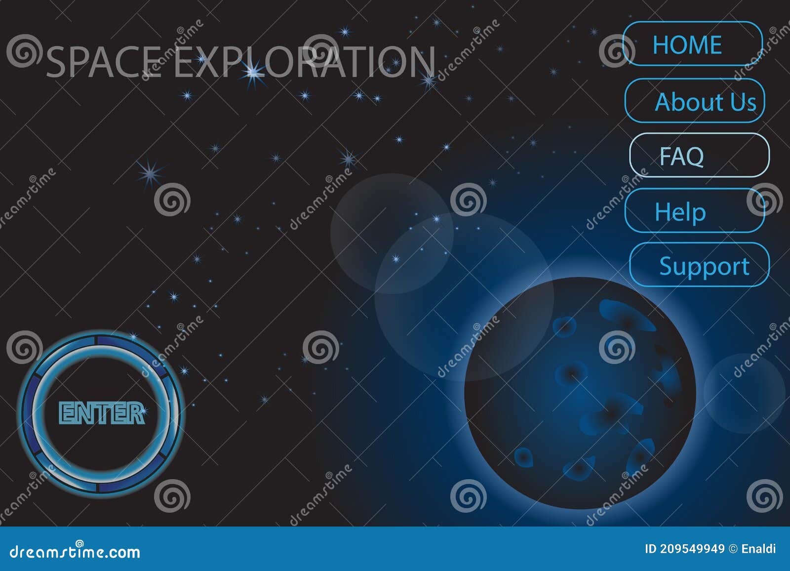 Space and Science Theme Landing Page Stock Vector - Illustration of ...