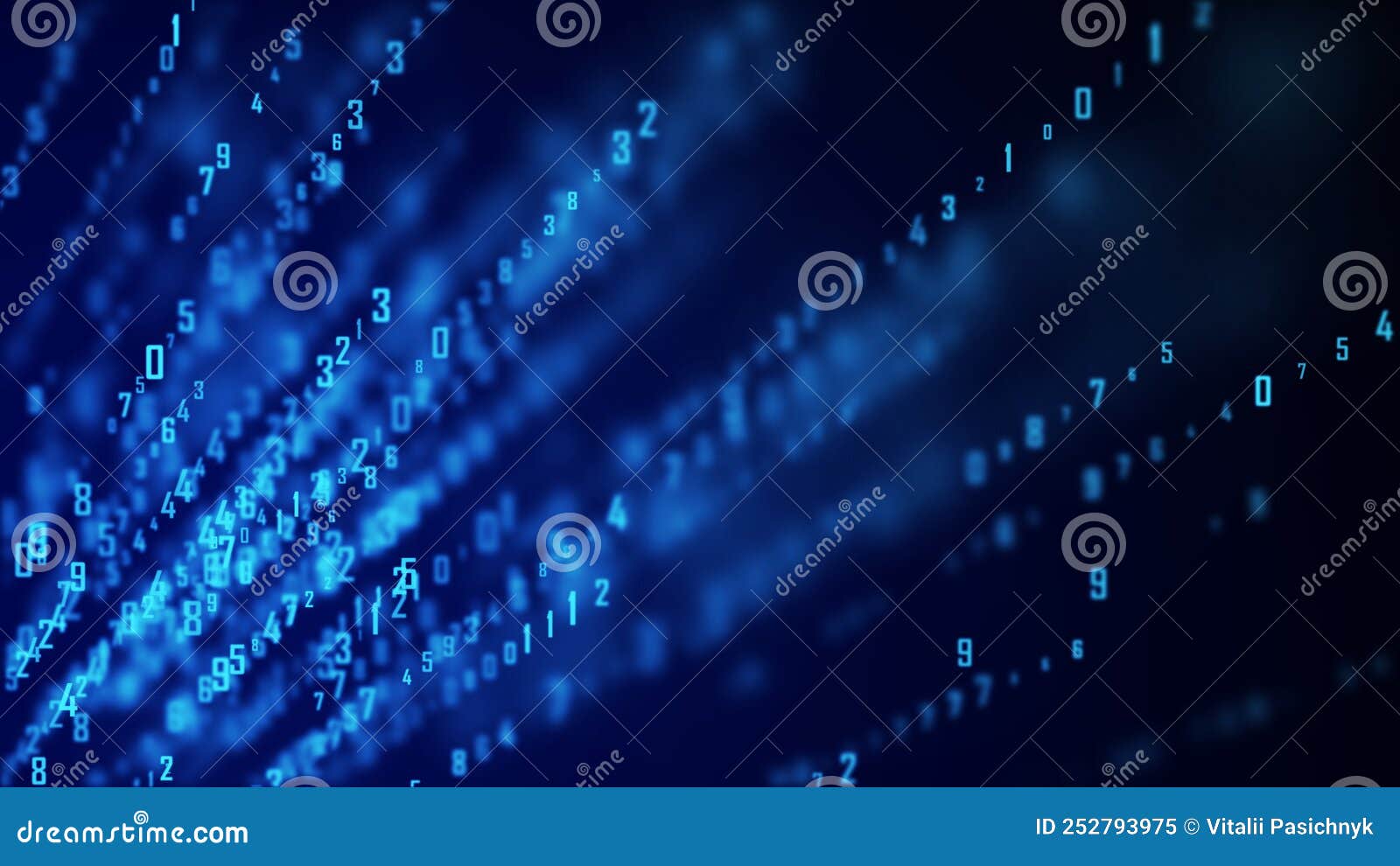 Futuristic Background Blue Matrix. Digital Burst of Data. Coding or Hacking Concept. Flow of ...