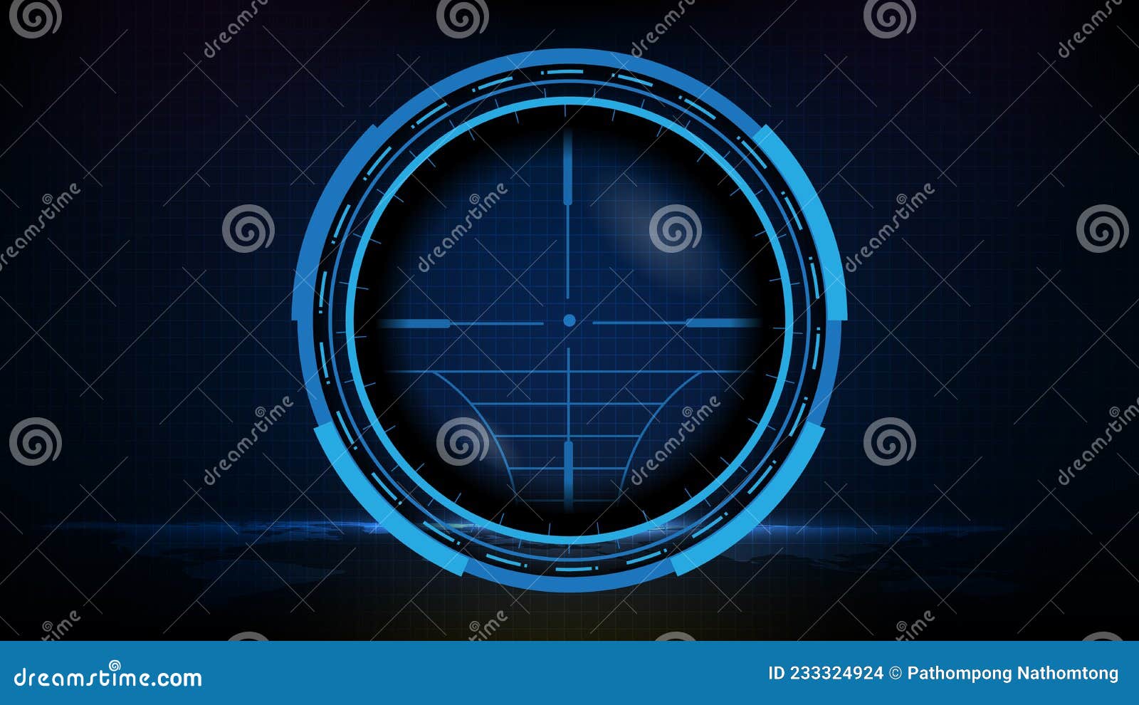Futuristic Background Of Blue Technology Sniper Sight With Measurement ...