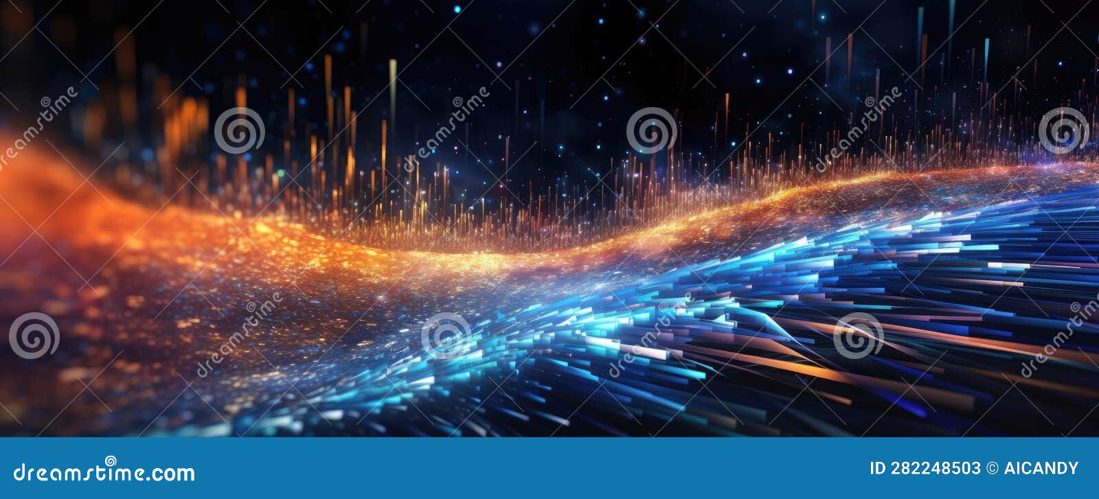Futuristic Background with Digital Particles and Light Trails ...