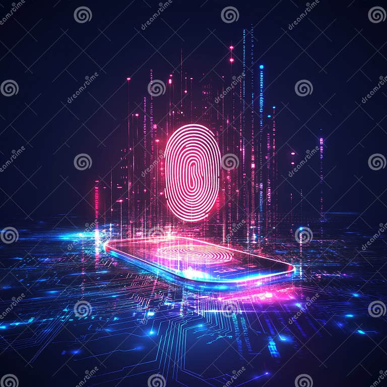 Futuristic Background Featuring Advanced Fingerprint Identity Authentication Technology Stock ...