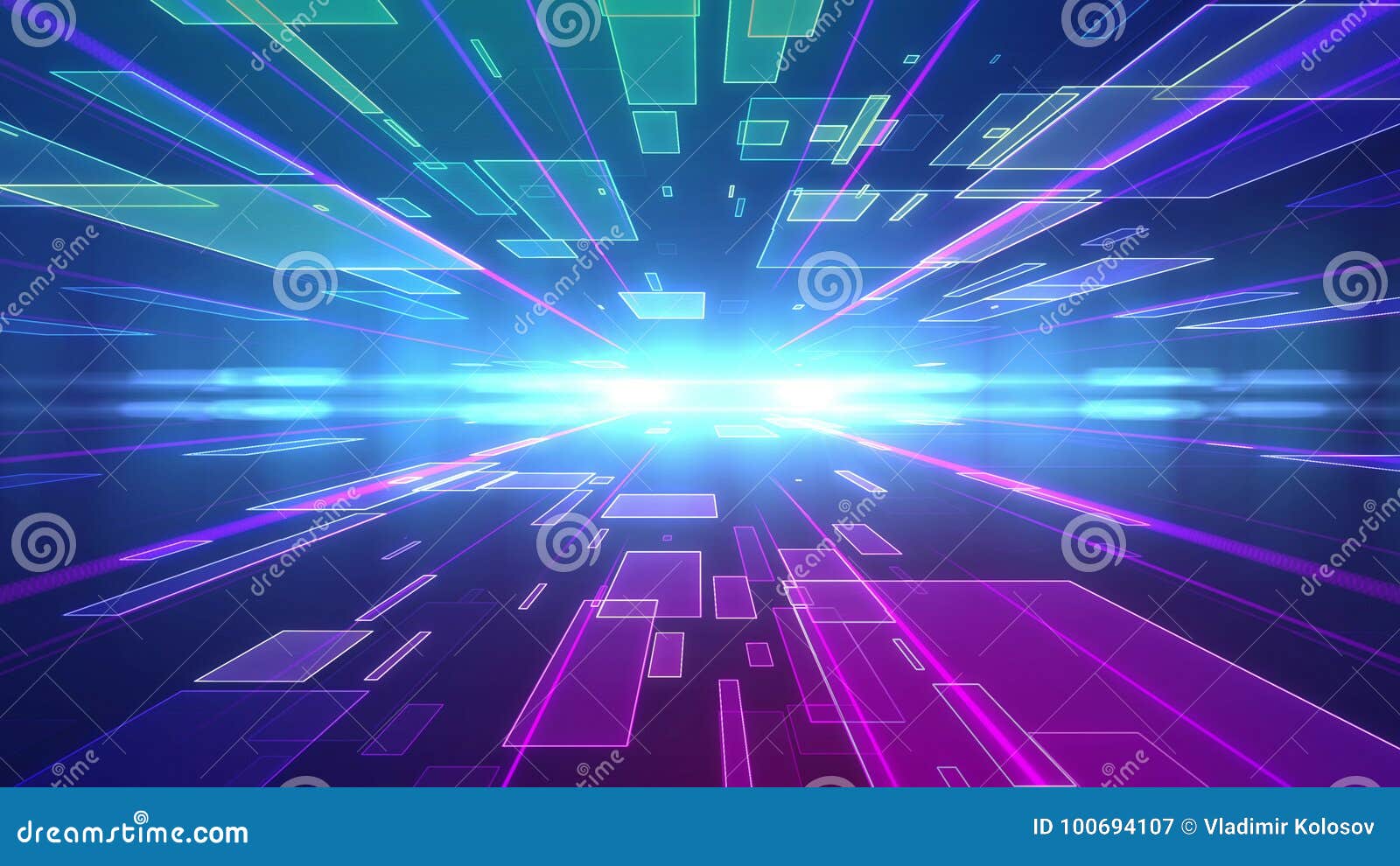 Futuristic Background with Flying Squares Stock Illustration ...