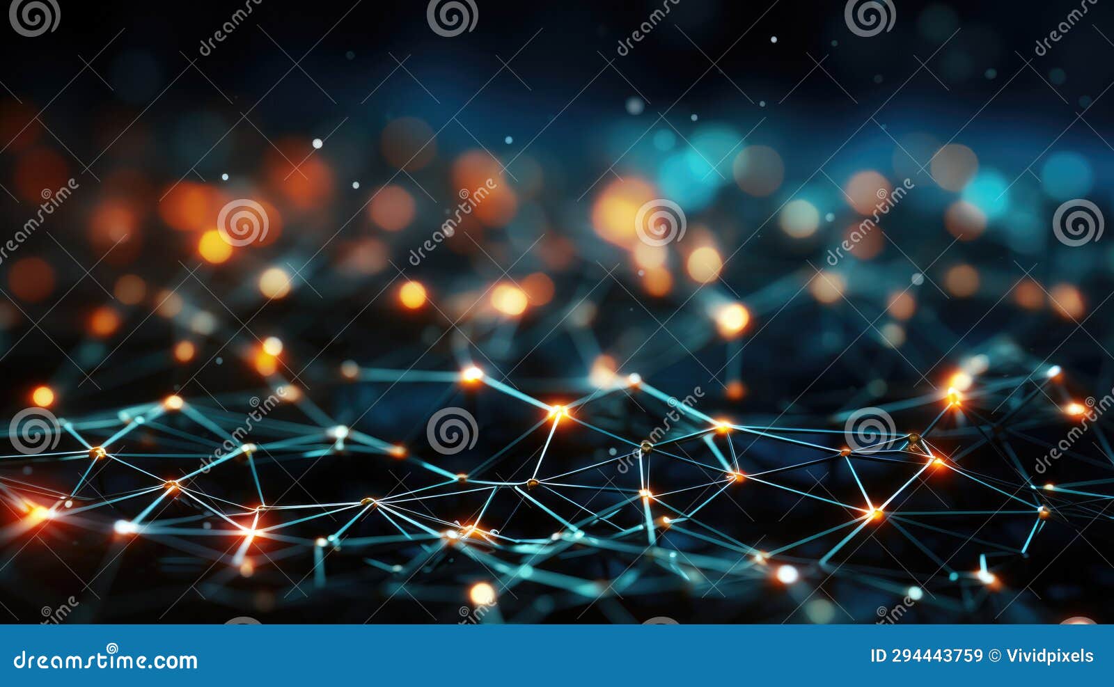 Futuristic Background of Glowing Red Nodes Connected Together Stock ...