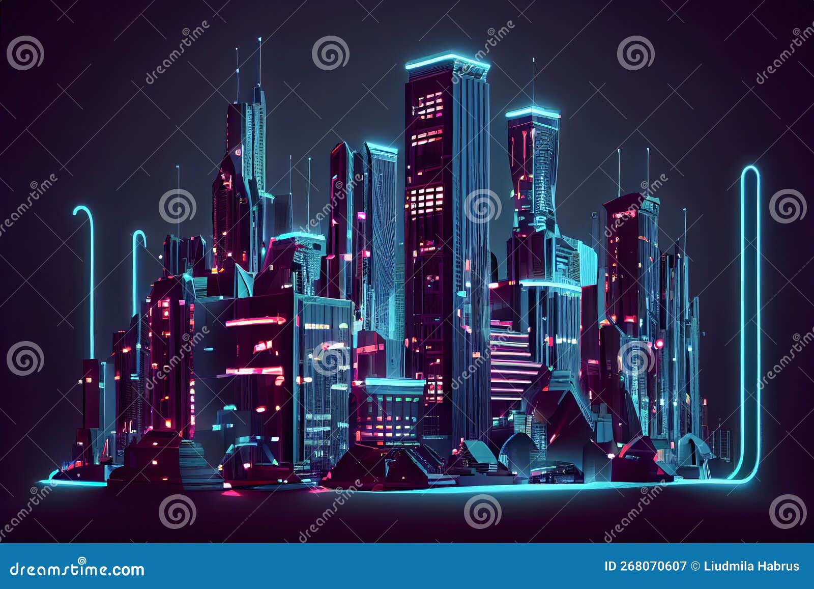 Futuristic Background. Neon City of the Future. 3d Illustration Stock ...