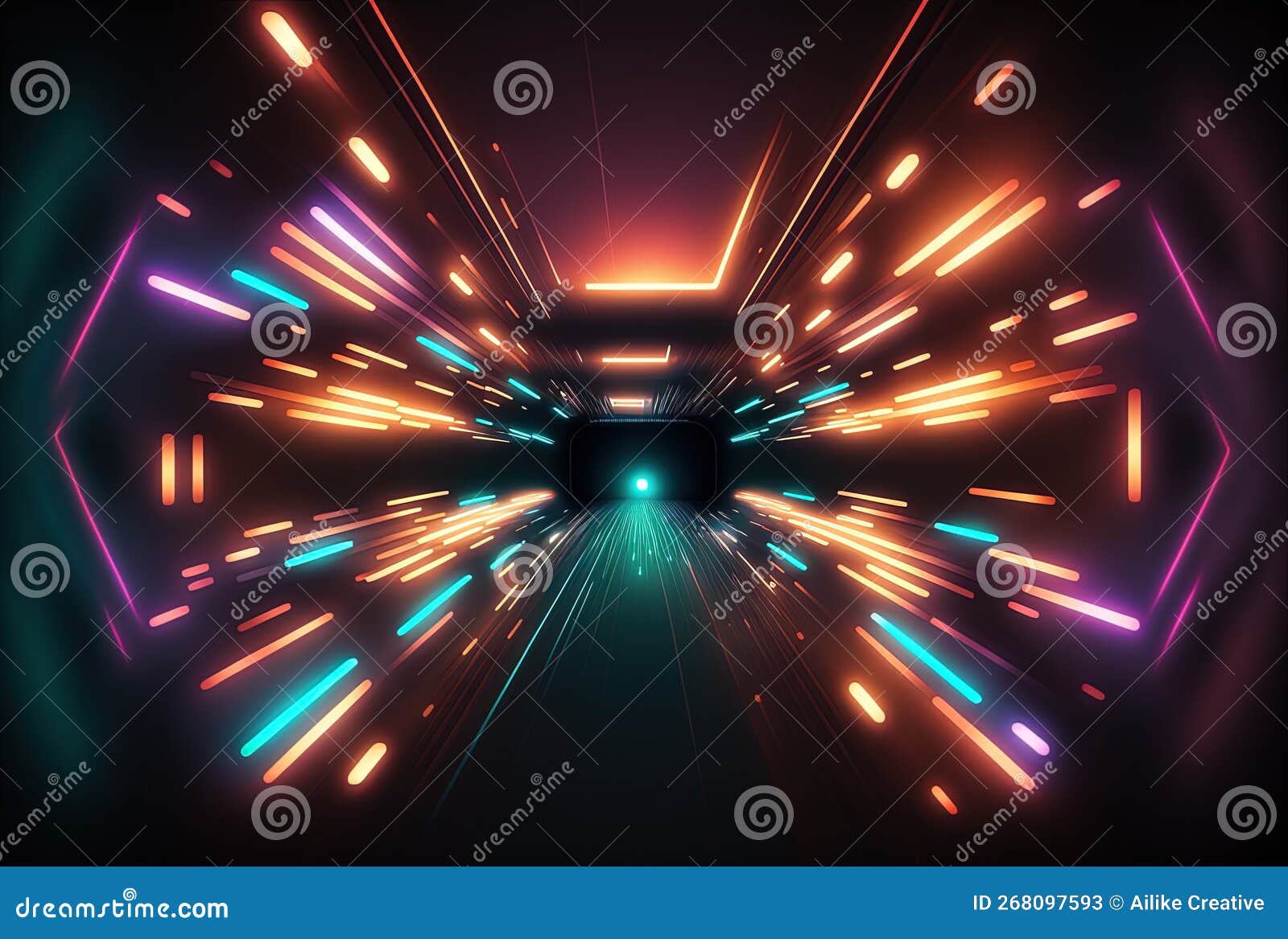 Futuristic Background of Neon Glowing Corridor Stock Illustration ...