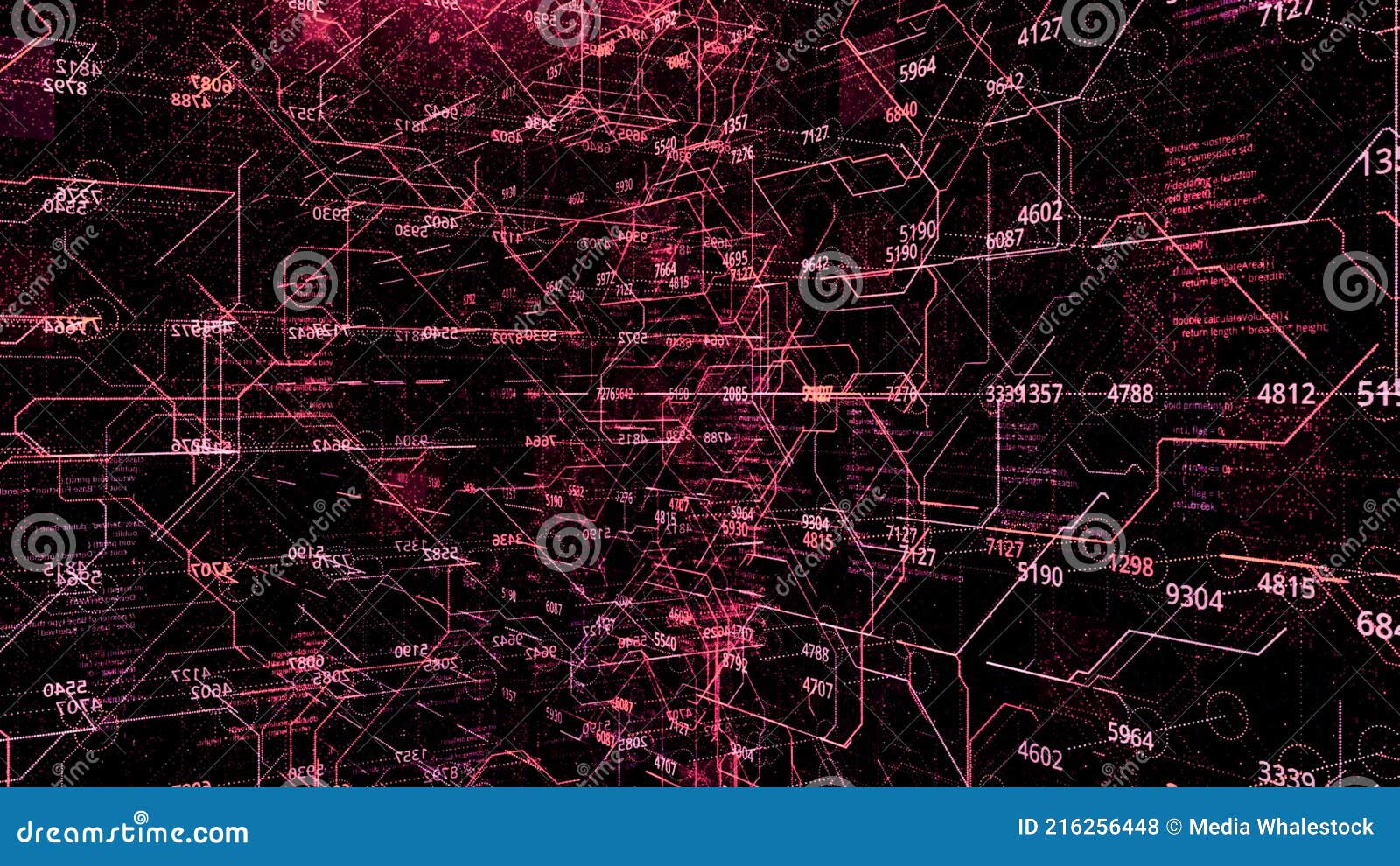 Futuristic Background of Numeric Data and Moving Lines. Animation Stock ...