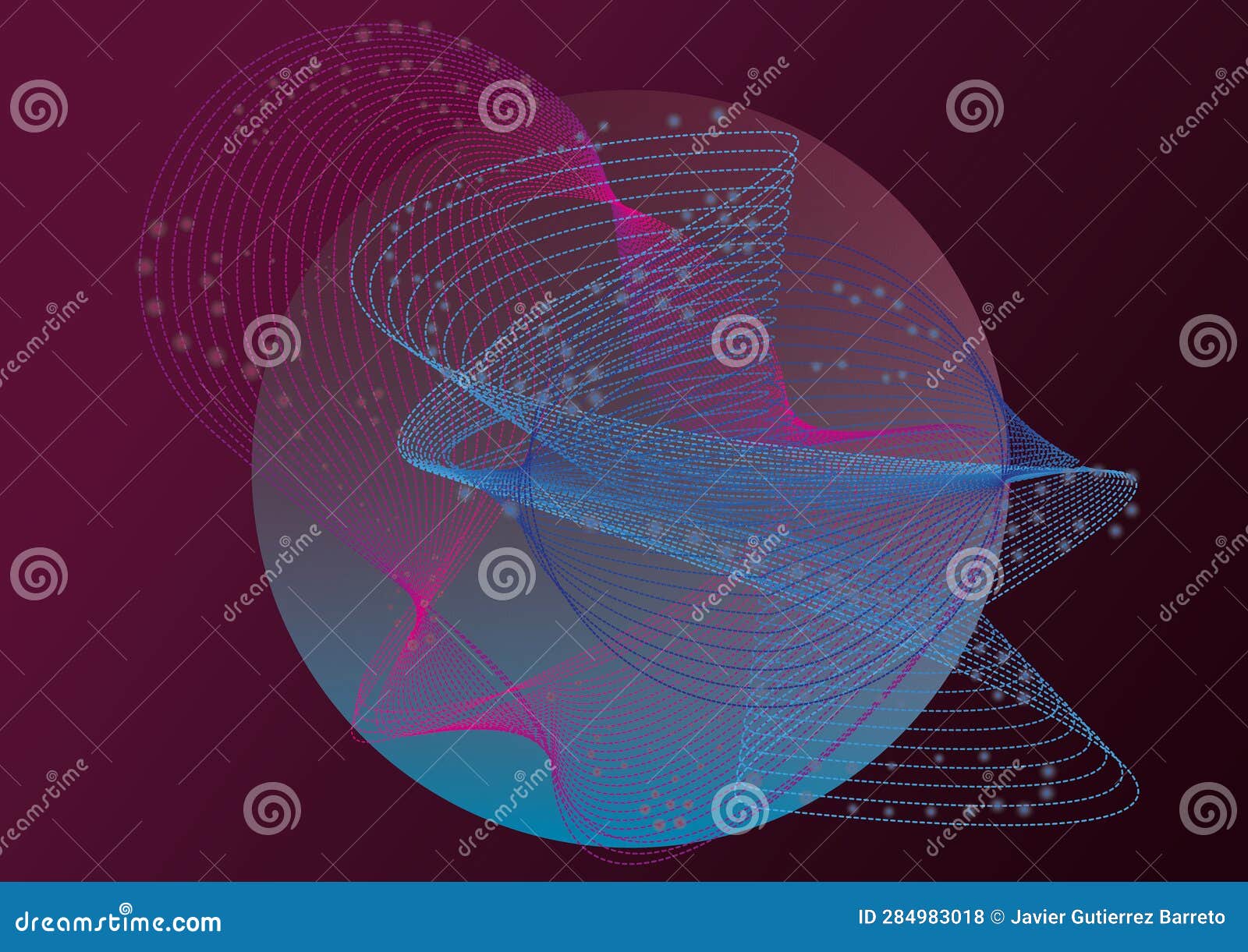 Futuristic Background of Violet and Blue Particles Stock Illustration ...