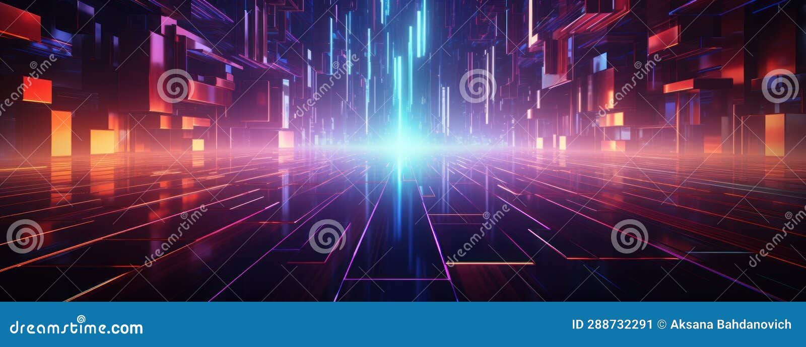 Futuristic Banner Background in Trendy Colors Neon Stock Illustration ...