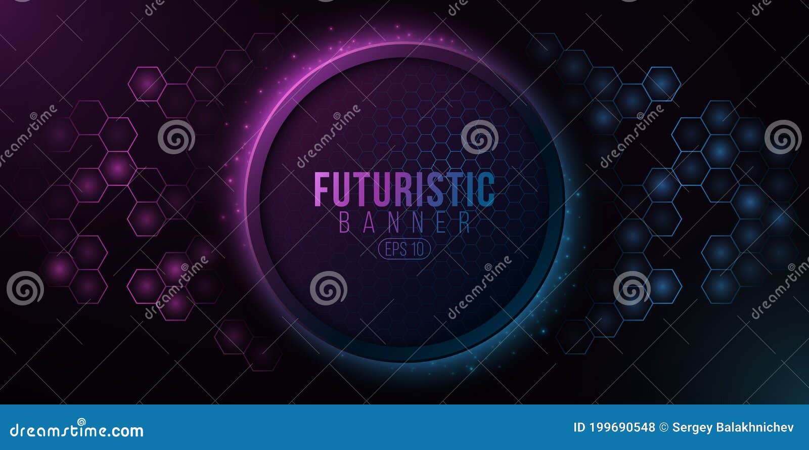 Futuristic Banner and Glowing Hexagonal Pattern. System Data. High-tech ...