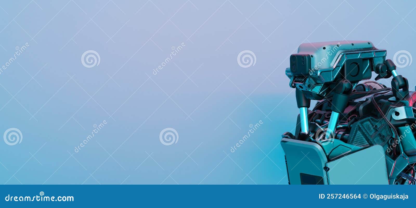 Futuristic Banner with Robot and Copy Space for Your Text. Artificial ...