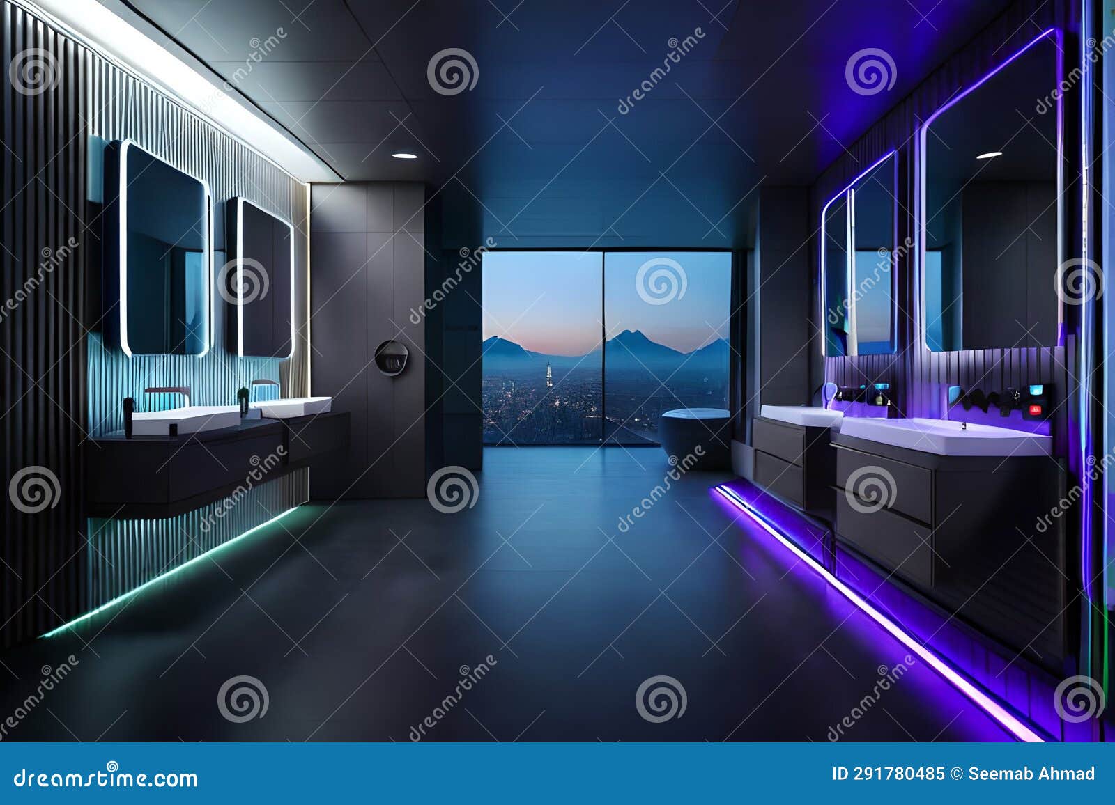 A Futuristic Bathroom with LED-lit Mirrors, High-tech Toilets, and ...