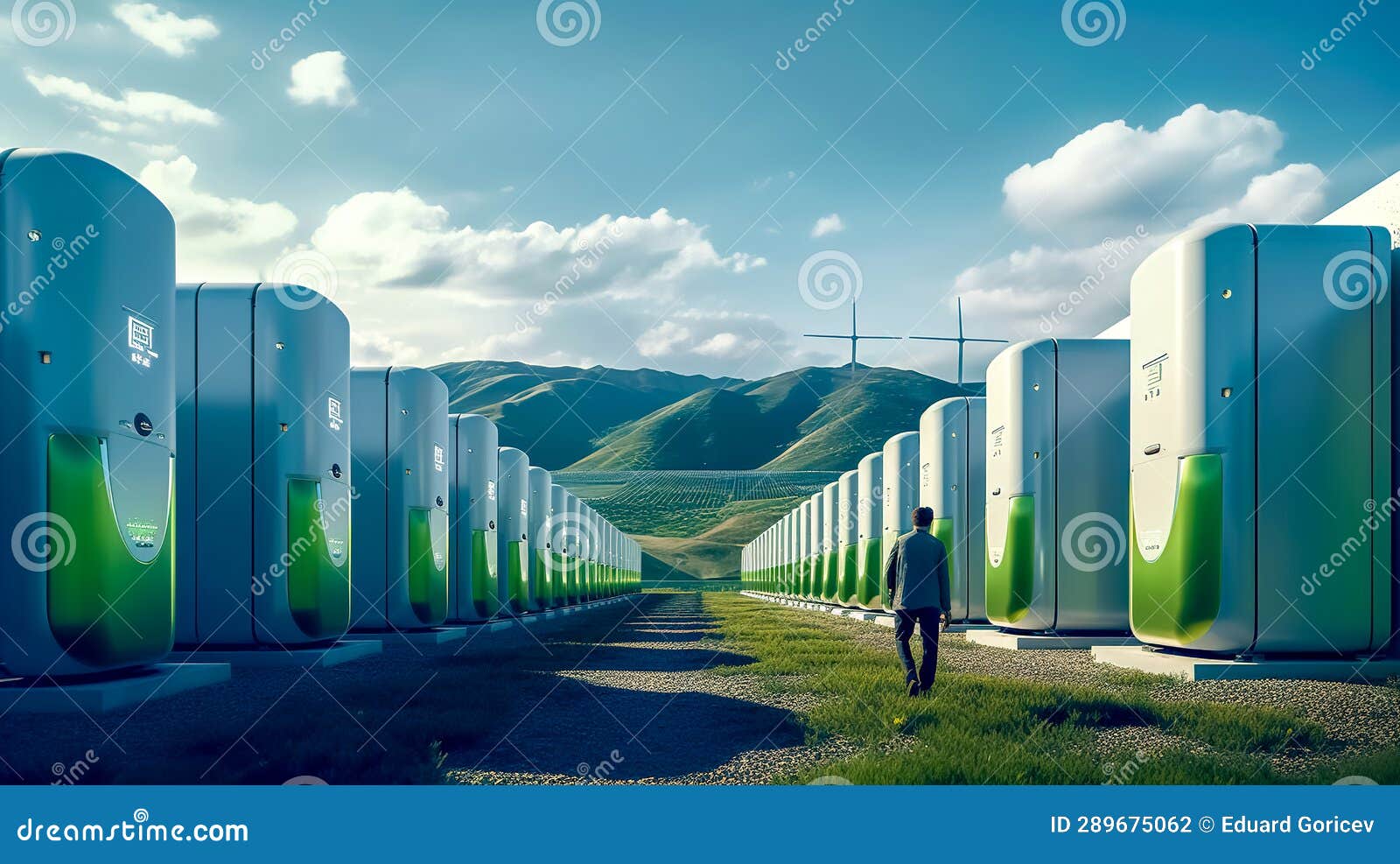 Futuristic Batteries for Green Energy Storage Stock Photo - Image of ...