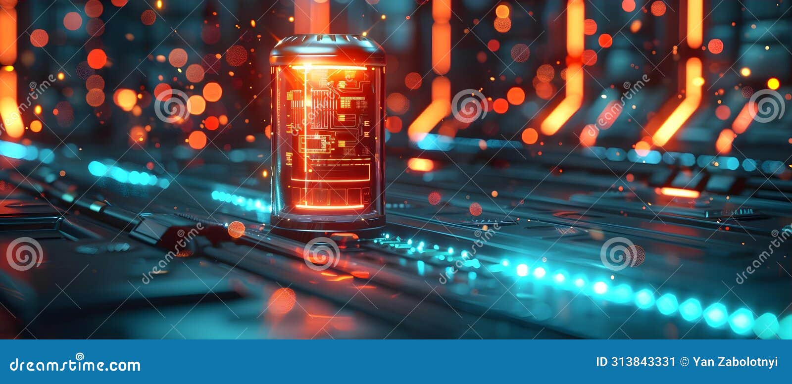 Futuristic Battery Charging in a Neon Tech World. Concept Technology ...