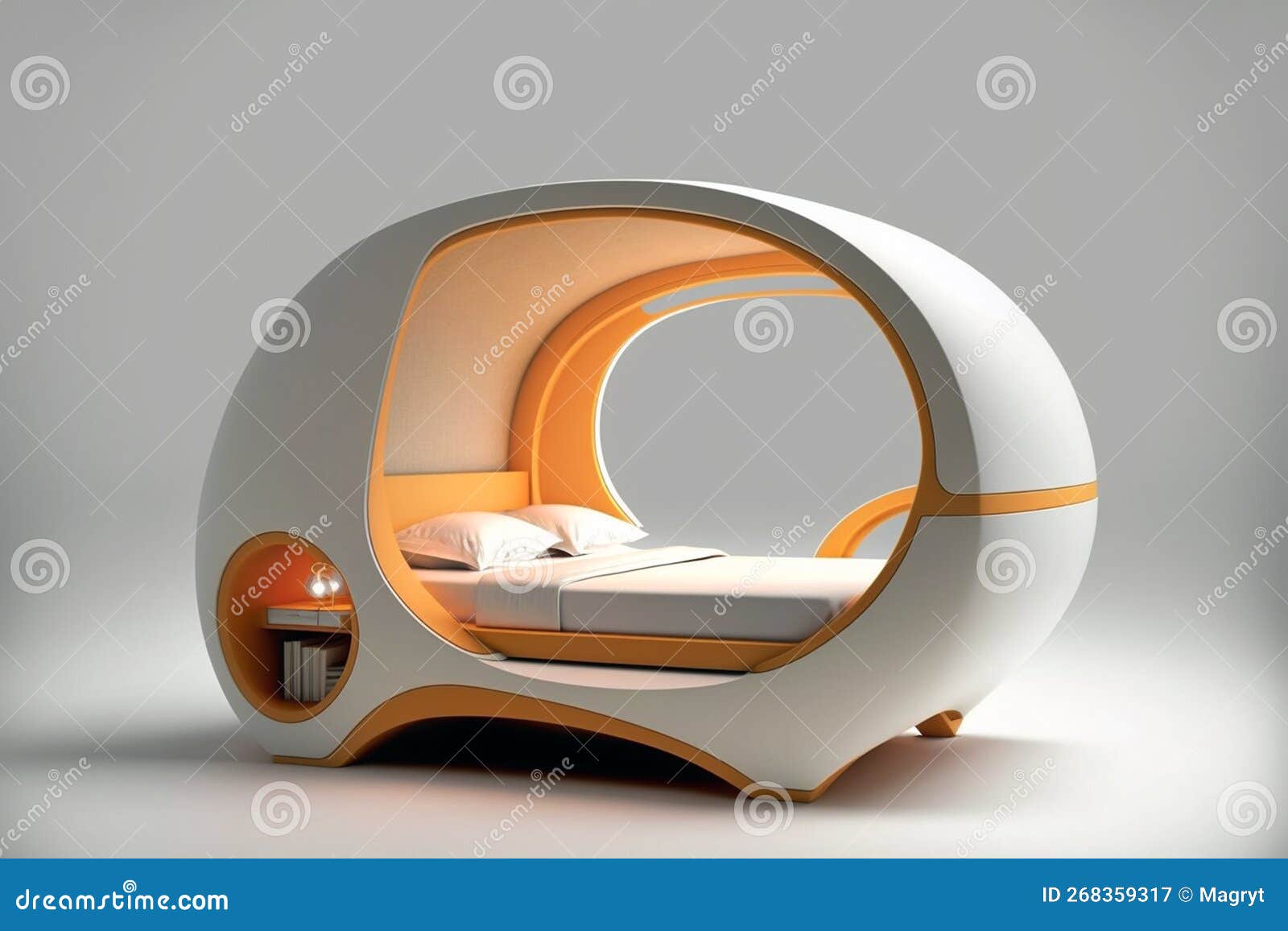 Futuristic Bed Home Design 3D Render, AI Generated Image. Future ...