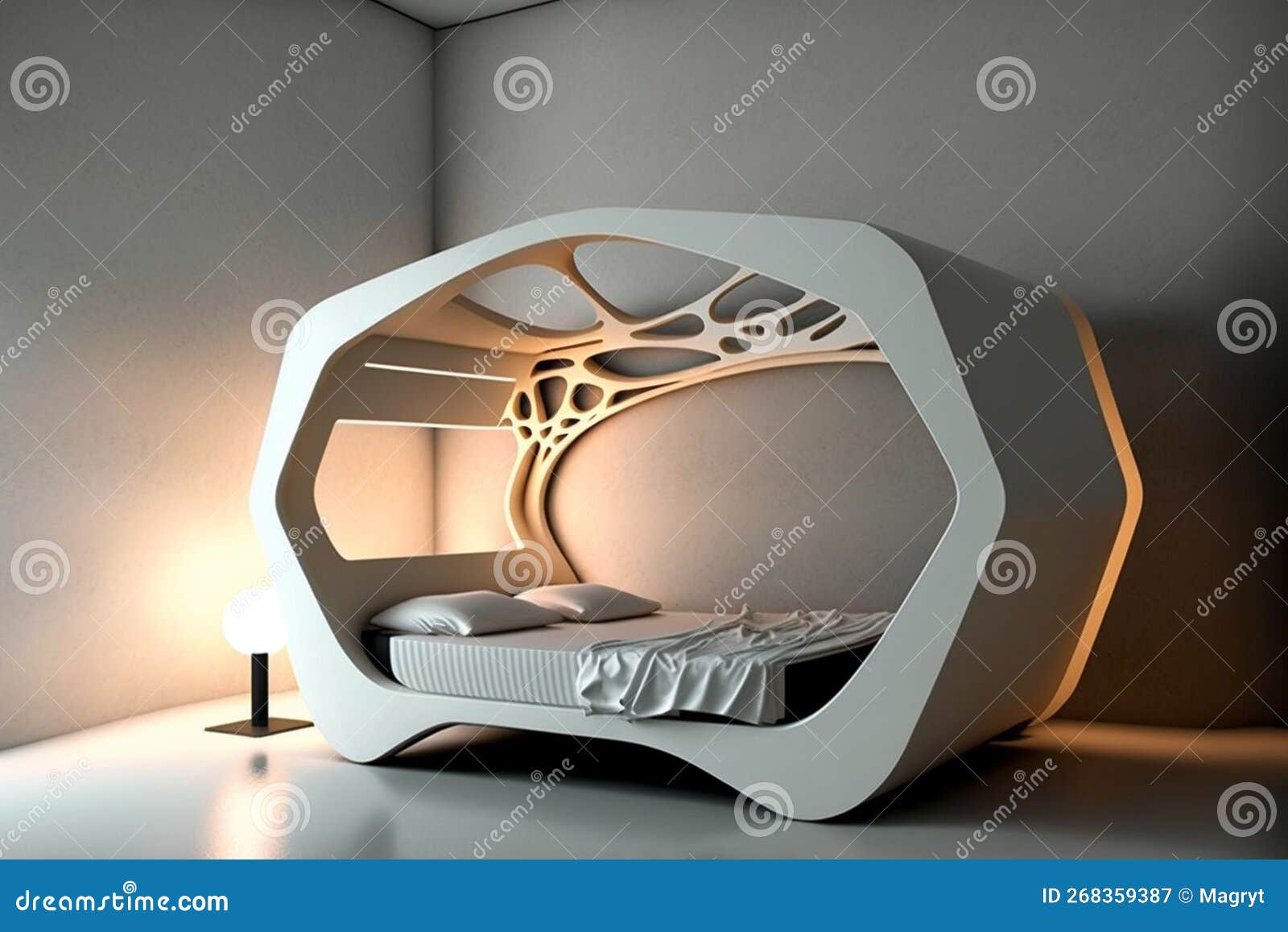Futuristic Bed Home Design 3D Render, AI Generated Image. Future ...
