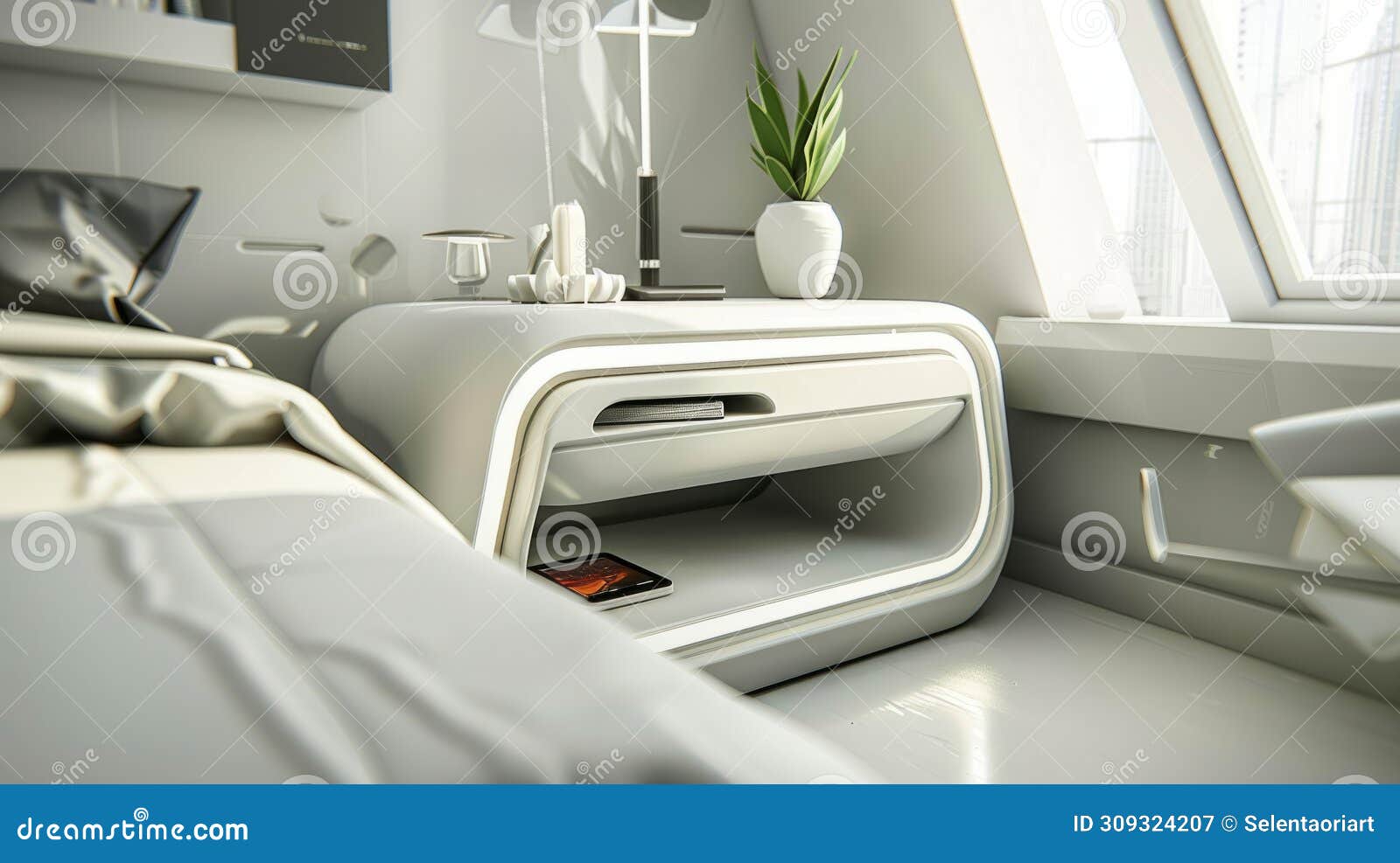 Futuristic Bedside Table Design Stock Illustration - Illustration of ...