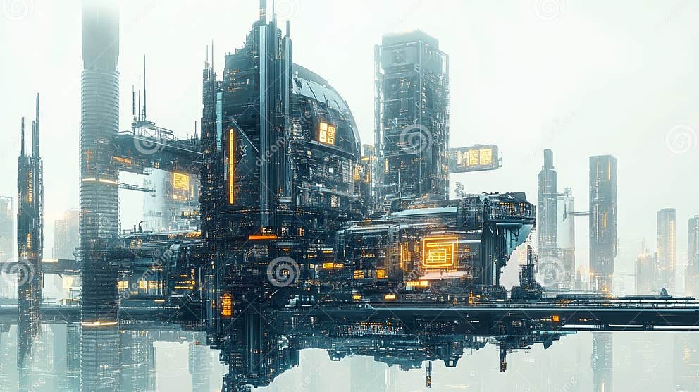 Futuristic Big Data Network Illustration with Isolated Tech Structures ...