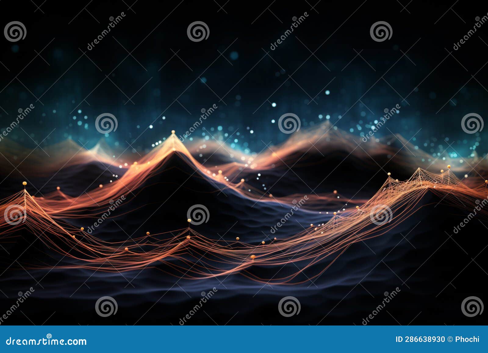 Futuristic Big Data Visualization Wave Connecting Neural Network on ...