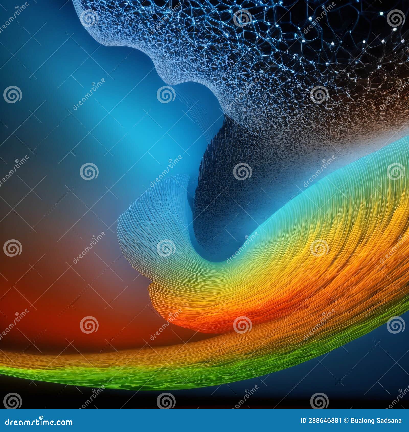 Futuristic Big Data Visualization Wave Connecting Neural Network and ...