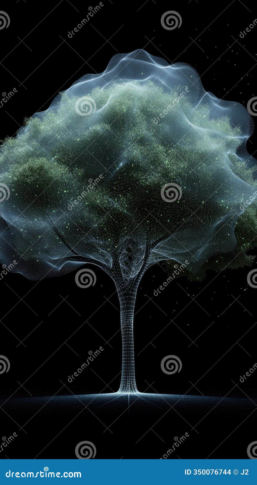 Futuristic Bio Engineered Tree Hologram with Wireframe Design for ...