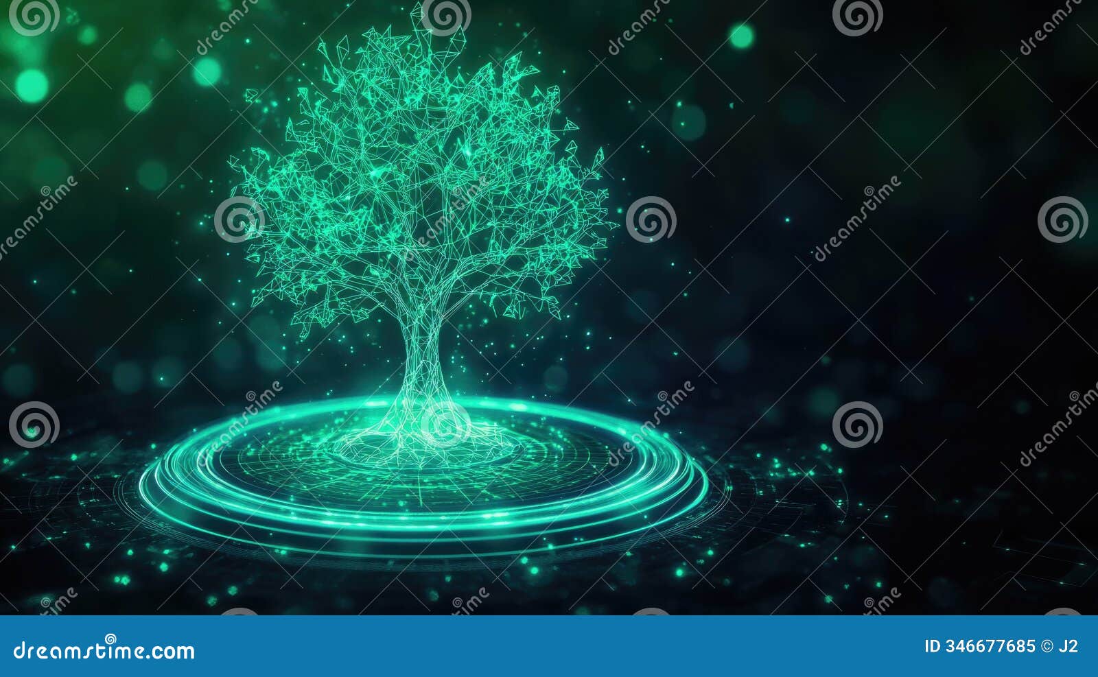 Futuristic Bio Engineered Tree with Wireframe Hologram Design for Sci ...
