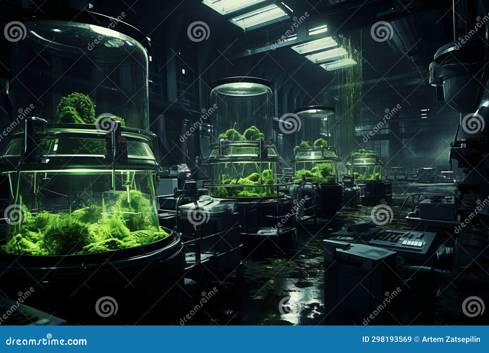 Experiments in Dark Biological Laboratory. Futuristic Biolab with ...