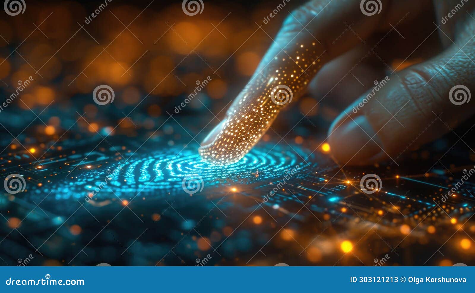 Futuristic Biometric Fingerprint Security Technology Concept Stock ...