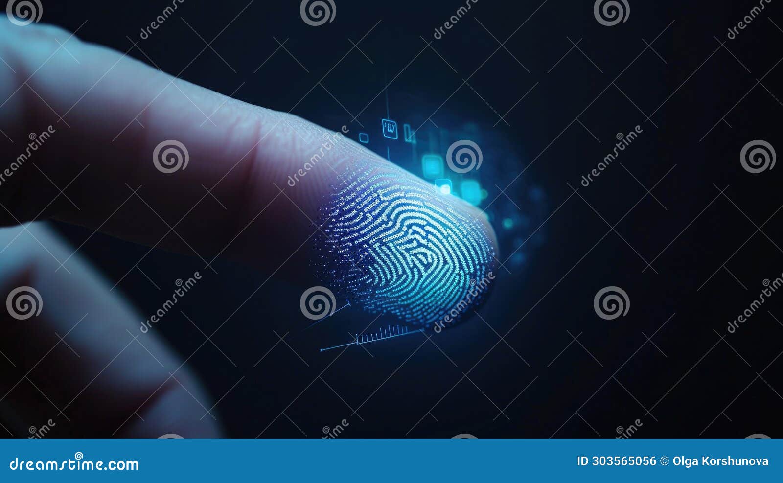 Futuristic Biometric Fingerprint Security Technology Concept Stock ...