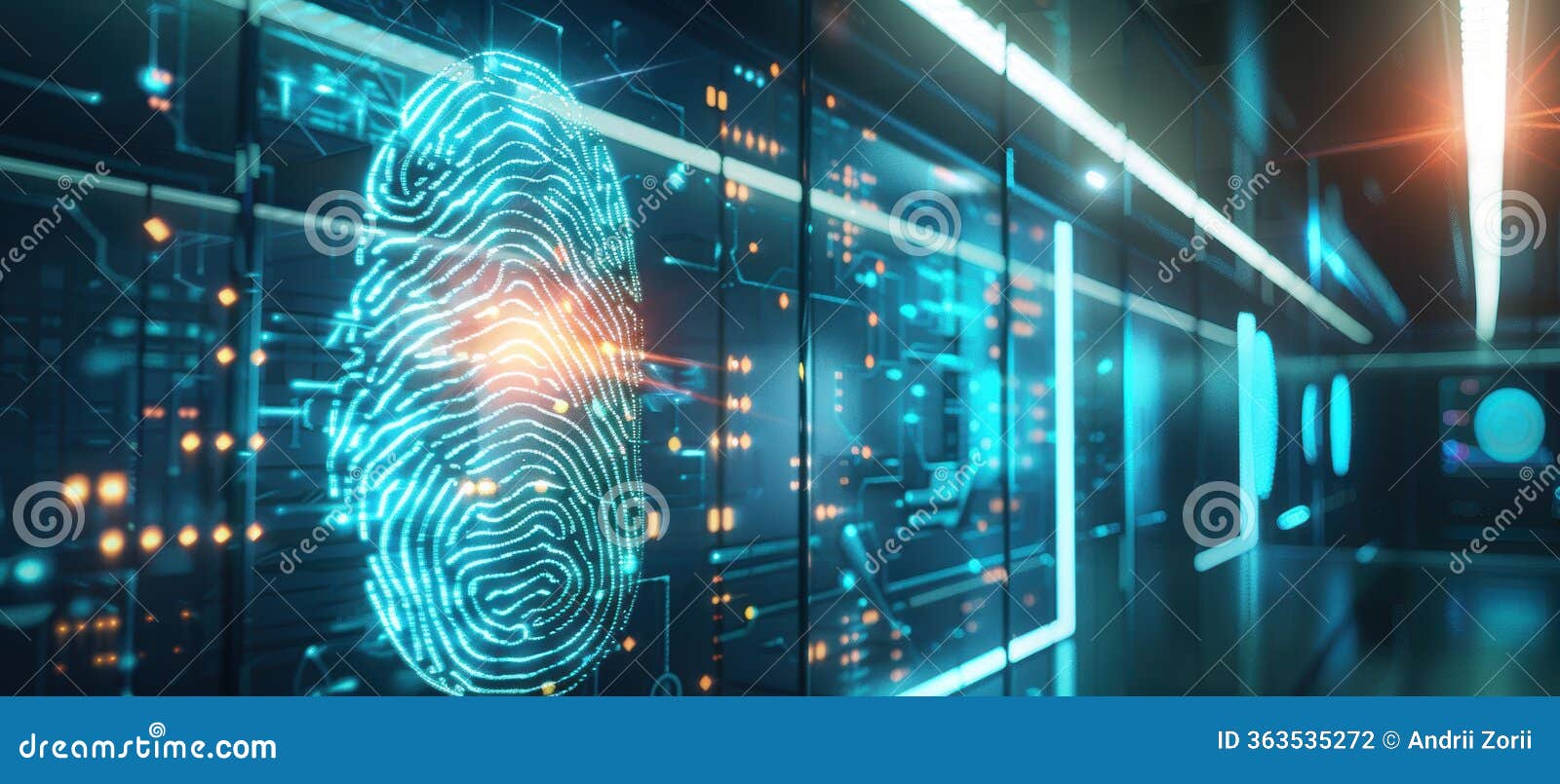 Biometric Scanner Unlocking Secure Door With High-Tech Security Royalty ...