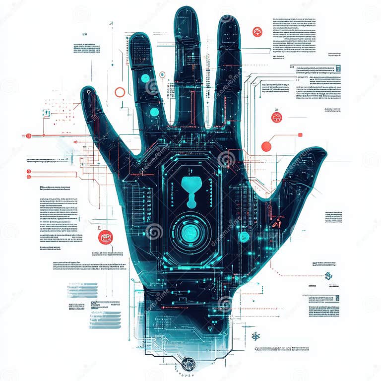Futuristic Biometric Security Integration Showcasing a Hand with Circuits, Symbolizing Advanced ...