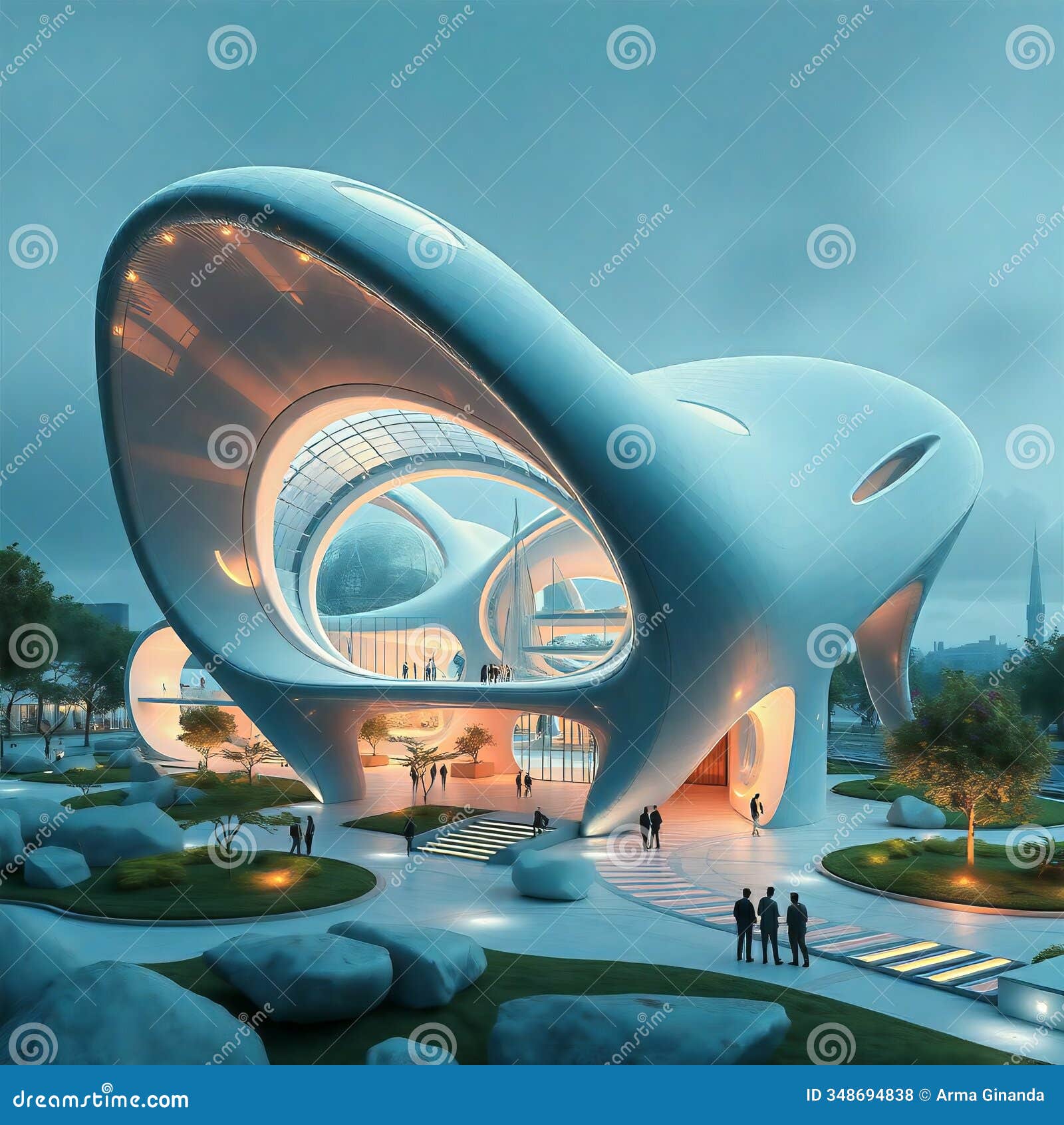 Futuristic Biomorphic Architecture with Sustainable Materials and ...